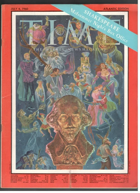 TIME MAGAZINE JULY 4, 1960 Shakespeare MIDSUMMER NIGHT'S Boîte Office ...