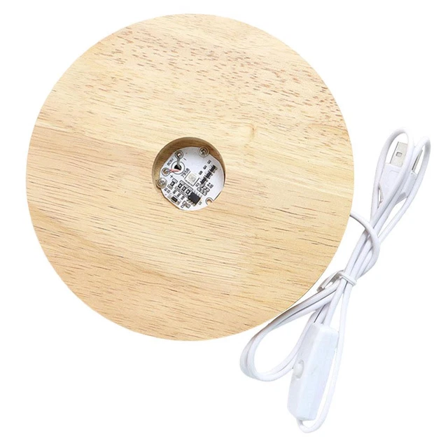 4 INCH LED Display Stand Wood Light Up Base Round for Resin Art ...