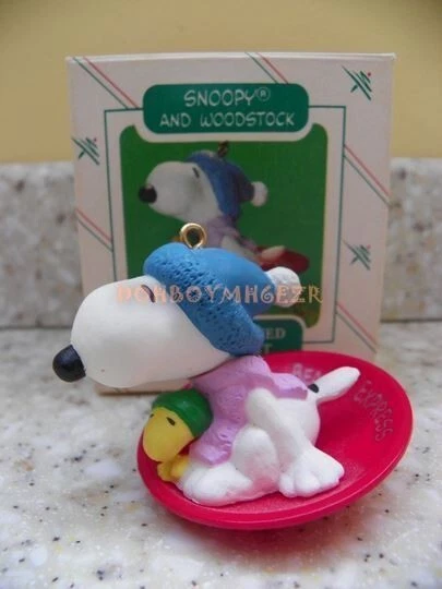 HALLMARK 1986 SNOOPY and Woodstock Peanuts Gang sled Christmas Ornament £11.82 - PicClick UK