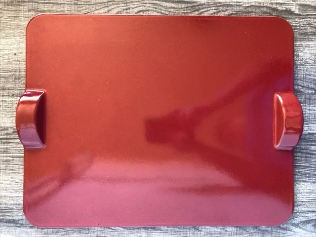EMILE HENRY FRANCE-RECTANGULAR Ceramic Pizza Stone In Flame (Red) 18 X ...