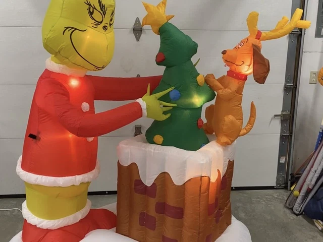 GEMMY AIRBLOWN INFLATABLE Animated Grinch Chimney £100.73 - PicClick UK