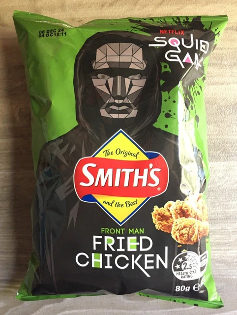 SQUID GAME FRIED Chicken Potato Chips Smiths Australian Crisps Bbd 8/12 ...