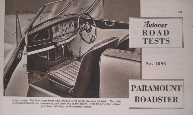 1956 PARAMOUNT ROADSTER Original Autocar magazine Road test £5.99 ...