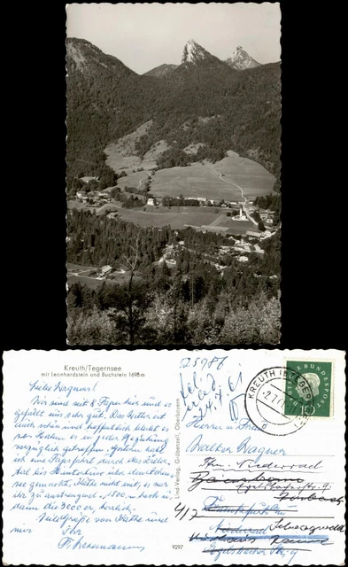 CARTOLINA KREUTH CON pietra di Leonhardstein e buchstein 1698 m 1961 ...