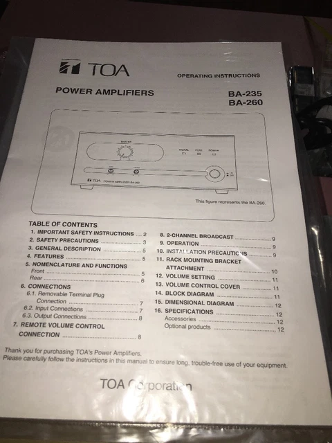 AMPLIFICATEUR DE PUISSANCE TOA BA-260 CU 60W EUR 387,29 - PicClick FR