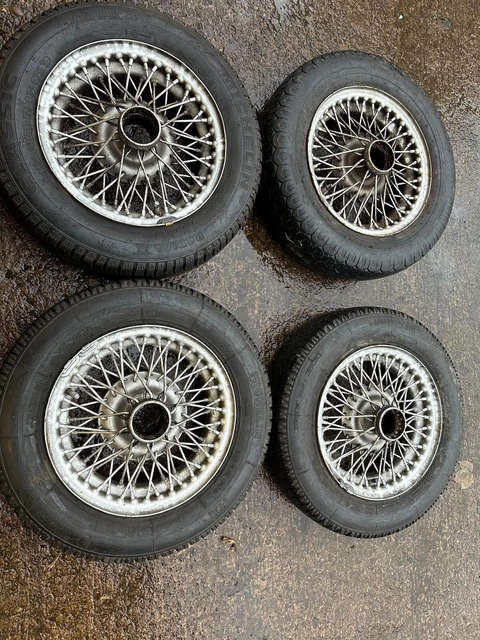 4 X Mg Ah Midget Sprite Painted 13” 60 Wire Spoke Wheel & 145 Tyre £80. ...