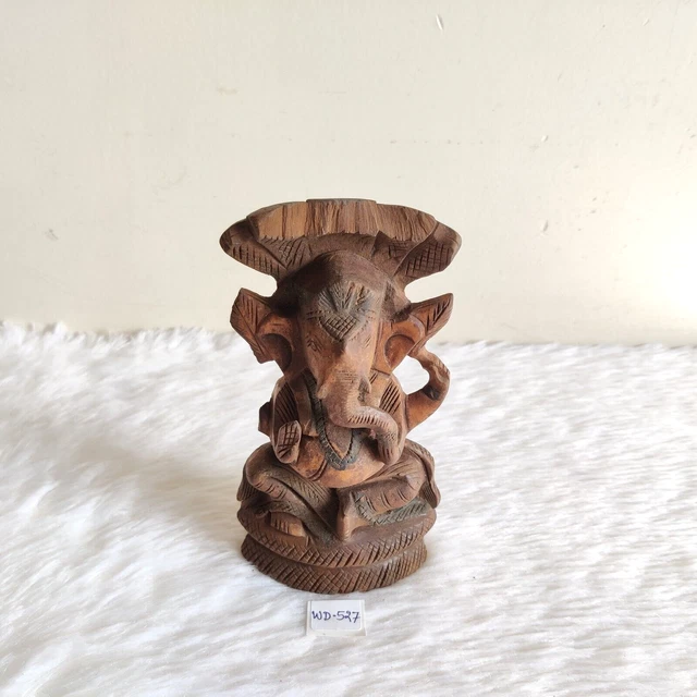 ANTIQUE FAIT LORD Ganesha Figurine Statue en Bois Vieux de Collection ...