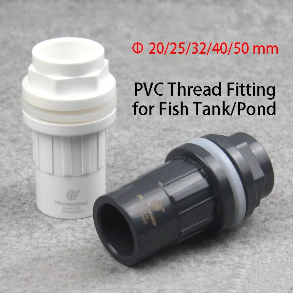 PVC THREAD FITTING Pipe Connector Adapter for Fish Tank Pond 20/25/32 ...