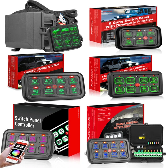 6/8 GANG LED Switch Panel Electronic Relay System Control Car Boat ...