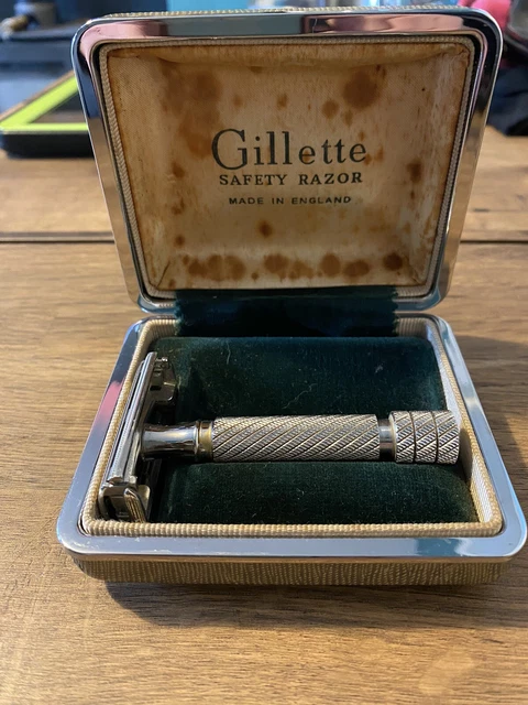 VINTAGE 1950'S GILLETTE Aristocrat 66 Set Safety Razor - Rhodium Plated ...