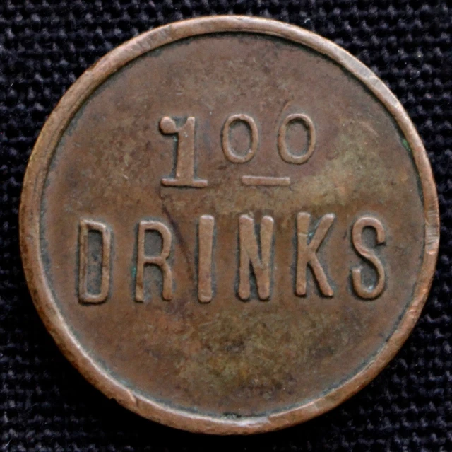VINTAGE COPPER TRADE TOKEN - 1.00 DRINKS "W" - 18mm Diameter $5.99 ...