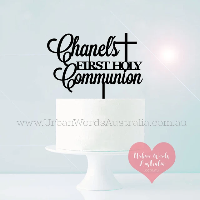 FIRST HOLY COMMUNION + Custom Name Cross - Cake Topper £16.08 - PicClick UK