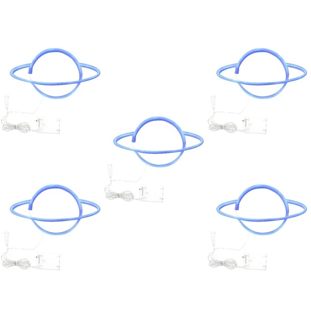 5PCS PLANET NEON Sign LED Neon Light Home Party Decoration Table Wall ...