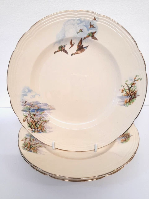 ALFRED MEAKIN FLIGHT Ducks Dinner Plates 9.75" X 3 Vintage England ...