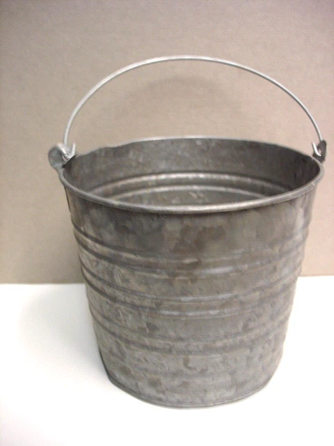 VINTAGE GALVANIZED METAL Bucket Pail Farmhouse Bail Handle + 2 free ...