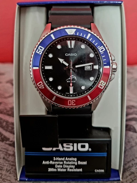 CASIO DURO MARLIN Pepsi MDV-106B-1A2VCF Mens Divers Watch 200m New in ...