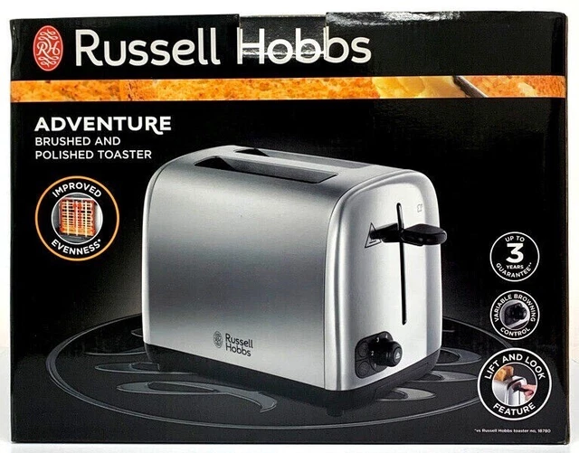RUSSELL HOBBS ADVENTURE 2 Slice Toaster WIDE Brushed & Polished ...