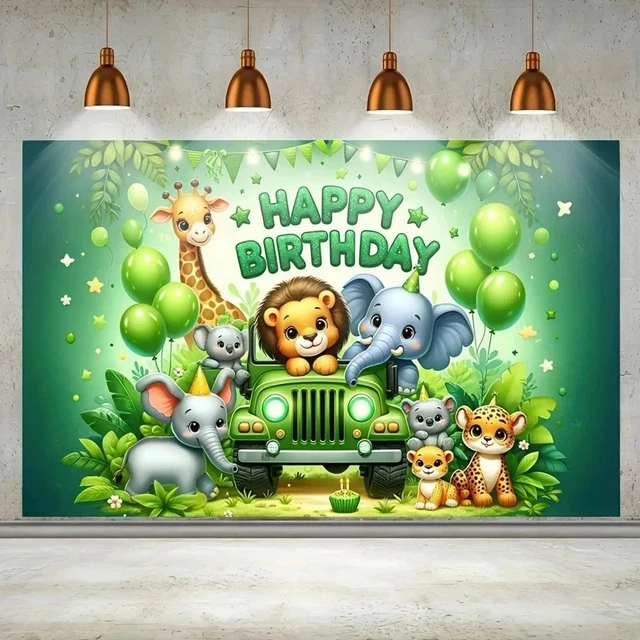 CUSTOMIZE ANIMALS ZOO Photo Backdrop Jungle Wild One Birthday Party ...