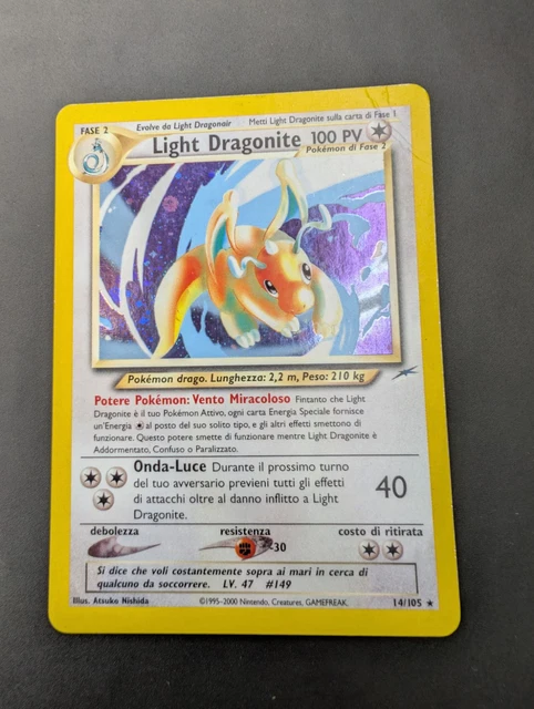 CARTE POKEMON LIGHT Dragonite 14/105 Neo Destiny Ultra Rara Holo Ita ...