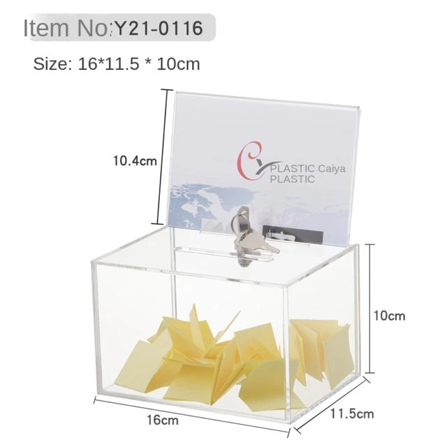 TRANSPARENT DONATION BOX Acrylic Raffle Ticket Box Ballot Box Voting ...