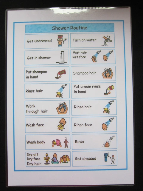 SHOWER A4 WALL Chart -Autism/Visual Aid/Pecs/Dementia/Communication/SEN ...