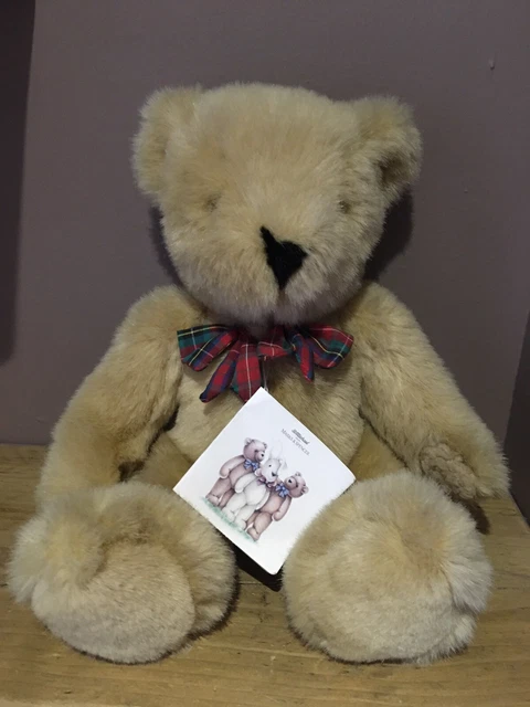 VINTAGE MARK & Spencer St Michael Brown Teddy Bear Tartan Bow Soft Plush Toy 12" £19.91 ...