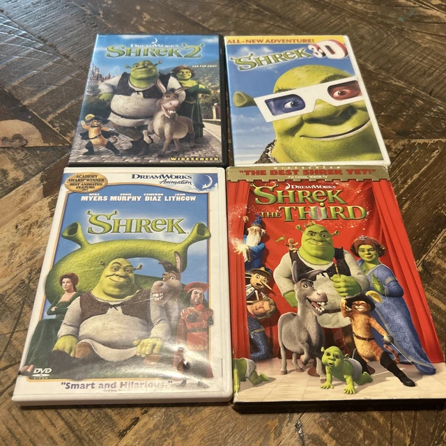 4 DVD LOT - SHREK Movie Collection SHREK, SHREK 2, SHREK THE THIRD And ...