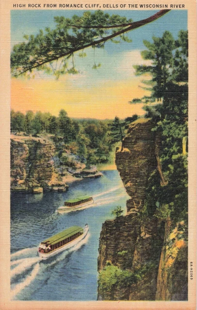 WISCONSIN DELLS WI, High Rock Romance Cliff Tour Boats, Vintage ...