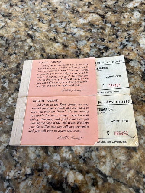 VINTAGE ADULT FUN Ticket Book Knotts Berry Farm Ghost Town Ca 5 Tickets ...