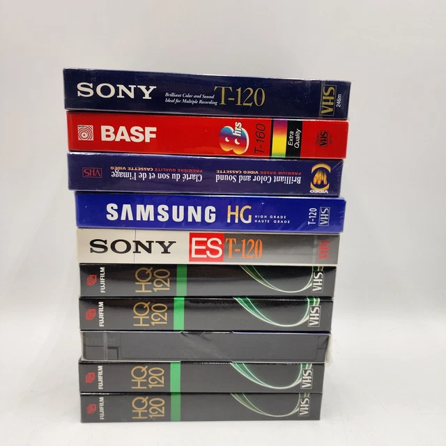 LOT OF 10 Mixed Blank Vhs Tapes T-120 /T- 160 Sony/Samsung /Basf Brand ...