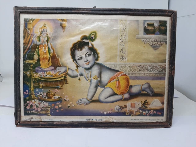 COLLECTIBLE HINDU DEITIES Radha & Krishna Lithograph Print Poster ...