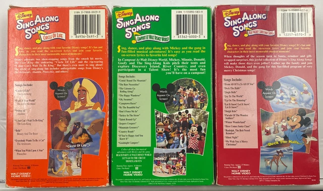 LOT OF 3 Disney Sing Along Songs VHS Tapes See Description For List Of ...