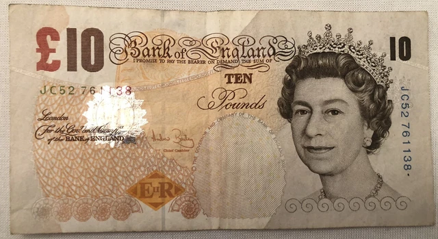 10 PFUND POUND Note, Scheine, Queen Elizabeth Charles Darwin Bank Of ...