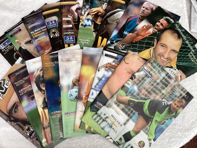 SELECTION OF VINTAGE Official Wolves Match Programmes 1997-2000 (Price ...
