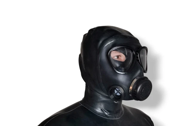HEAVY RUBBER FETISH Gas Mask With Attached Latex Hood £234.67 - PicClick UK