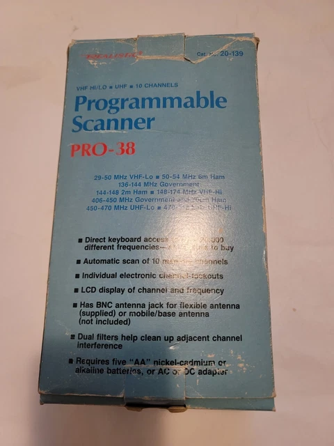 REALISTIC VHF HI/LO 10 Channel Programmable Handheld Scanner Pro-38 W ...