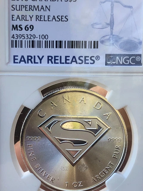 2016 NGC MS69 Early Releases Silver Canadian Superman coin $223.11 ...