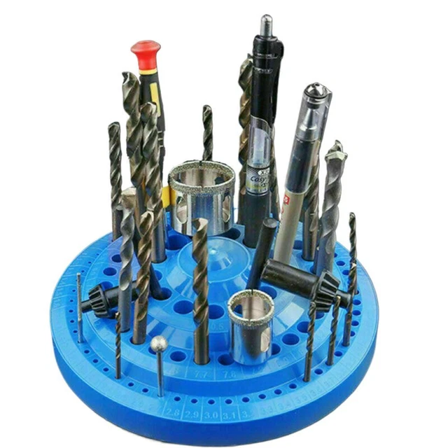 BOX DRILL BIT Storage Holder Case 100 Hole Collet Tool Rotatable Drill ...