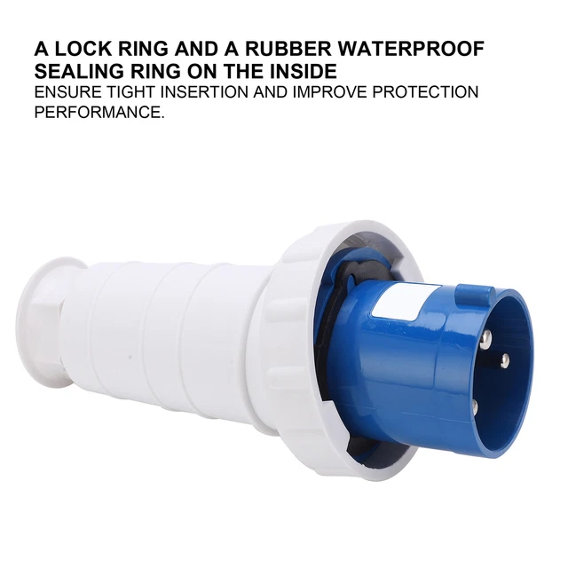 3 PIN INDUSTRIAL Circular Connector 2P+E Single Phase Plug Socket For £ ...