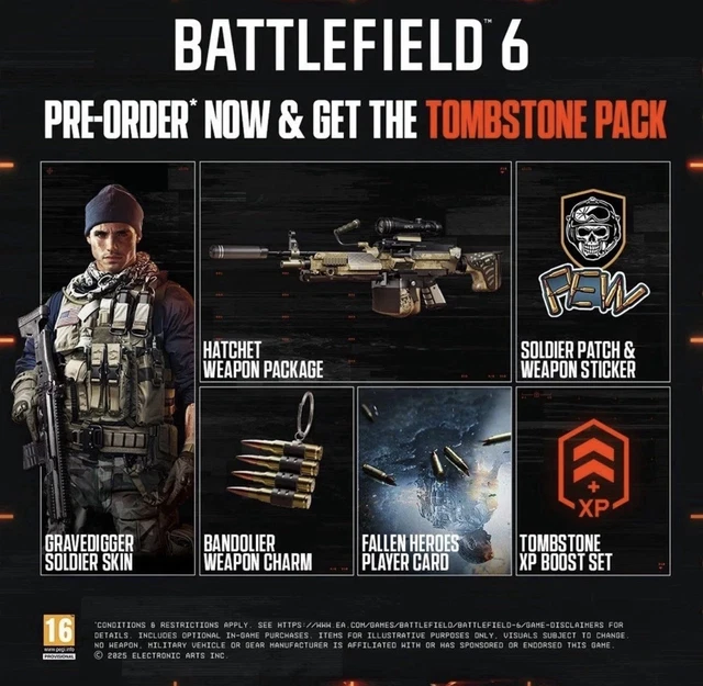 BATTLEFIELD 6 - Pre Order Bonus (Tombstone Pack) DLC ONLY PS5 *CODE ...