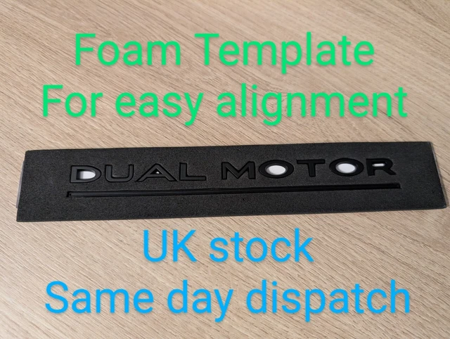 MATT BLACK W/ black line Long Range Tesla DUAL MOTOR rear boot badge ...