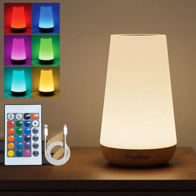 LED NIGHT LIGHT RGB 13 Color Changing LED Touch Bedside Table Lamp with ...