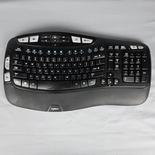 LOGITECH K350 ERGONOMIC Wave Unifying Wireless Keyboard No USB Receiver ...