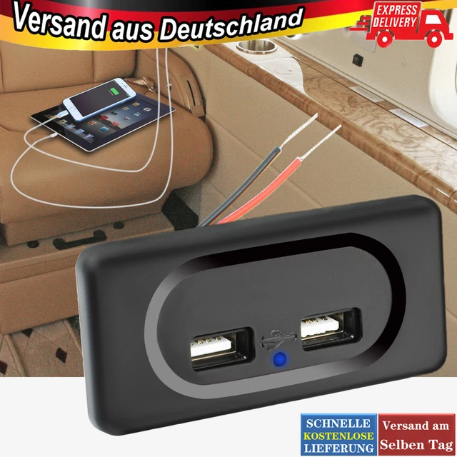 KFZ DUAL USB 12V Auto Steckdose Ladegerät Adapter Einbau Fach Buchse ...
