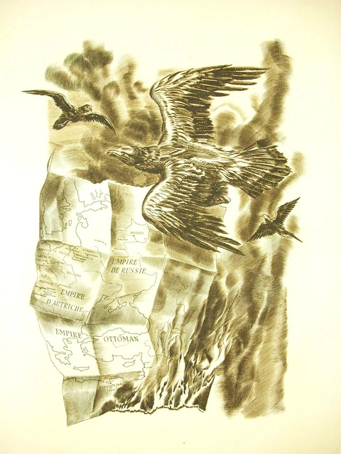 NAPOLEON BONAPARTE EMPIRE Map by Albert Decaris Engraving 52cm 1952 31/ ...