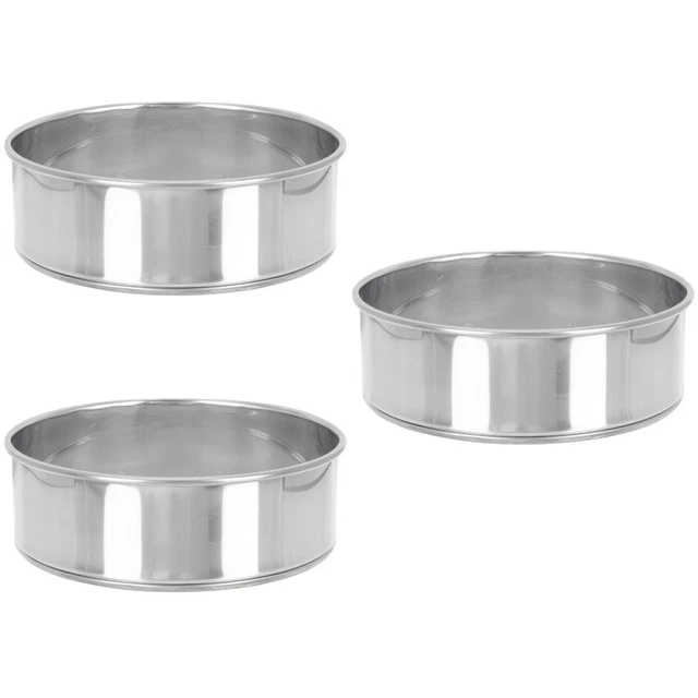 3 PACK LARGE Hole Sieve Fine Soil Round Design Stainless Mesh Screen £ ...
