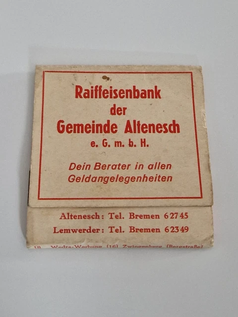 ALTES STREICHHOLZHEFTCHEN, RAIFFEISENBANK, Gemeinde Altenesch e.GmbH ...