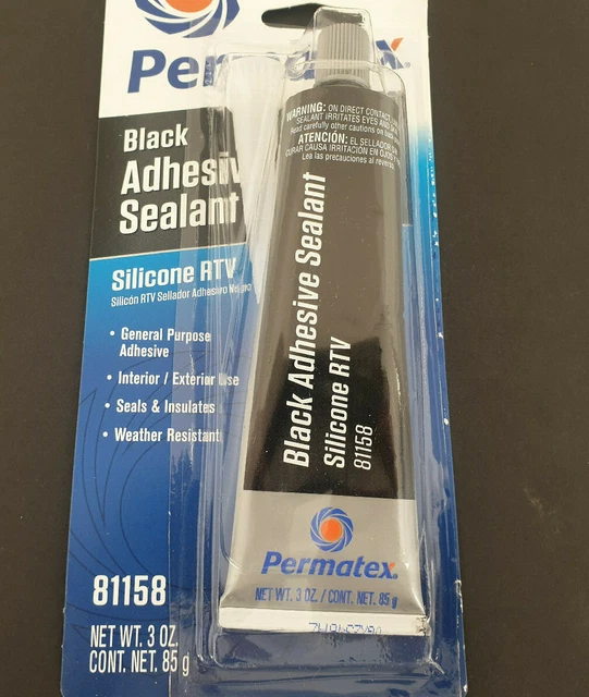 PERMATEX &RTV& 81158 Black Silicone Adhesive Sealant 85 grams dispenser ...