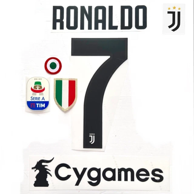 JUVENTUS 2018/19 RONALDO #7 name print and number + patch + Cygames ...