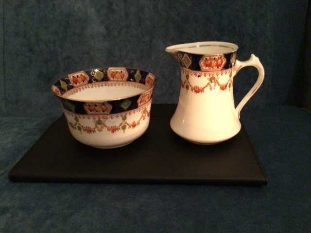 ANTIQUE ST. MICHAEL Bone China England Sugar & Cream Set. Imari Pattern ...